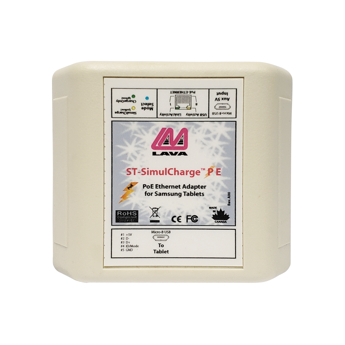 LAVA SimulCharge PoE Adapter for Samsung micro USB tablets